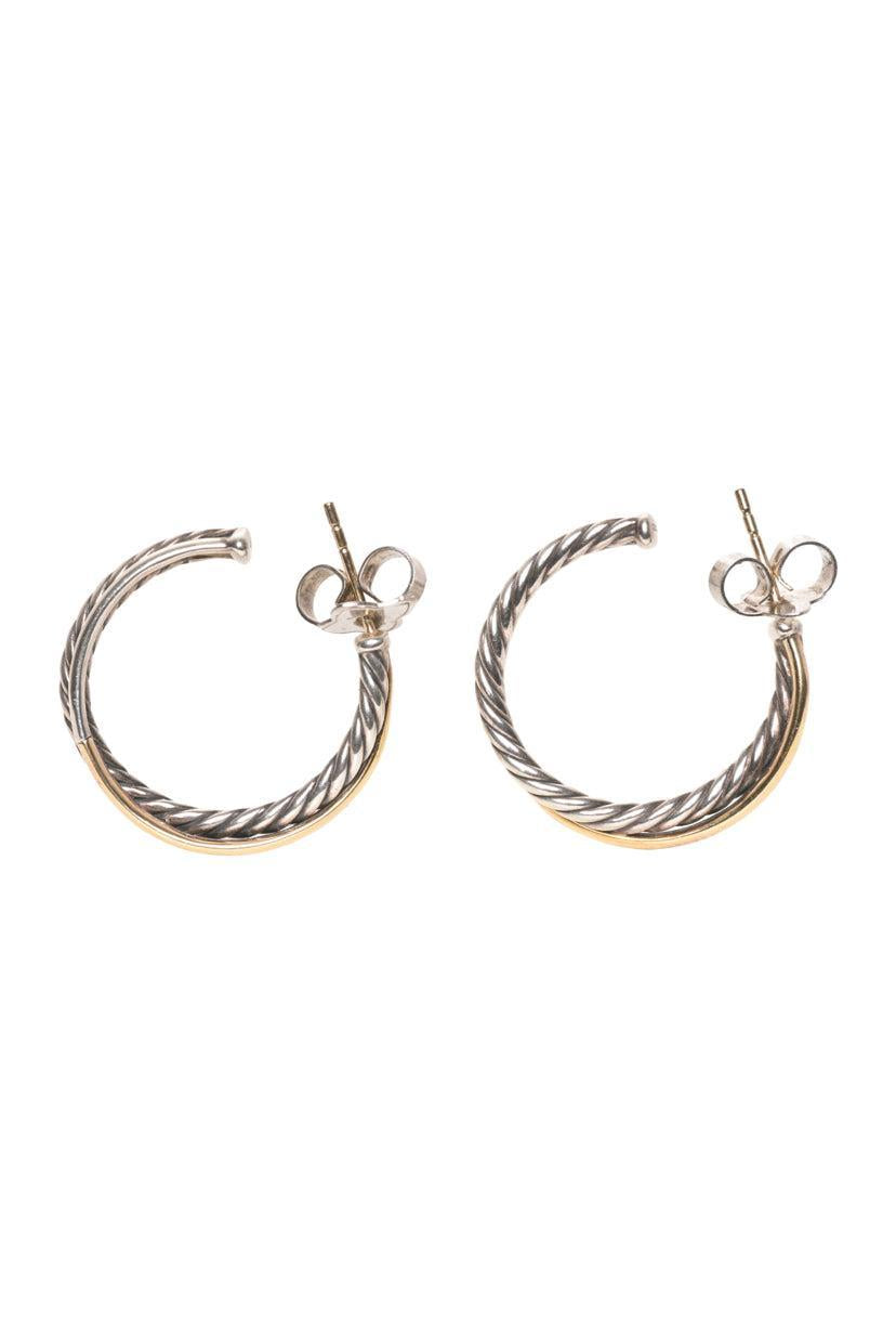 David Yurman Crossover Hoop Earrings In Sterling Silver With 18k Yellow ...