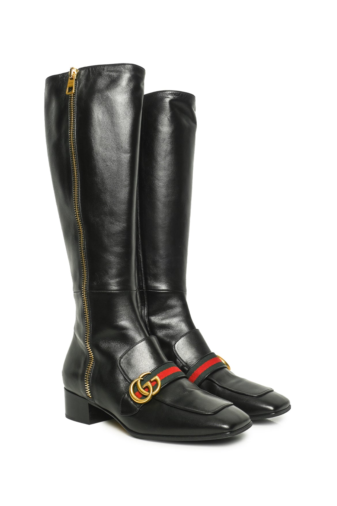 Gucci Size 40 Leather Pearl Riding Boots - Luxury Used Designer ...